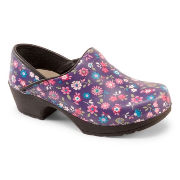 Cape Clogs | Shoes | Cape Clogs Purple Pink Floral Olena Leather Clog ...